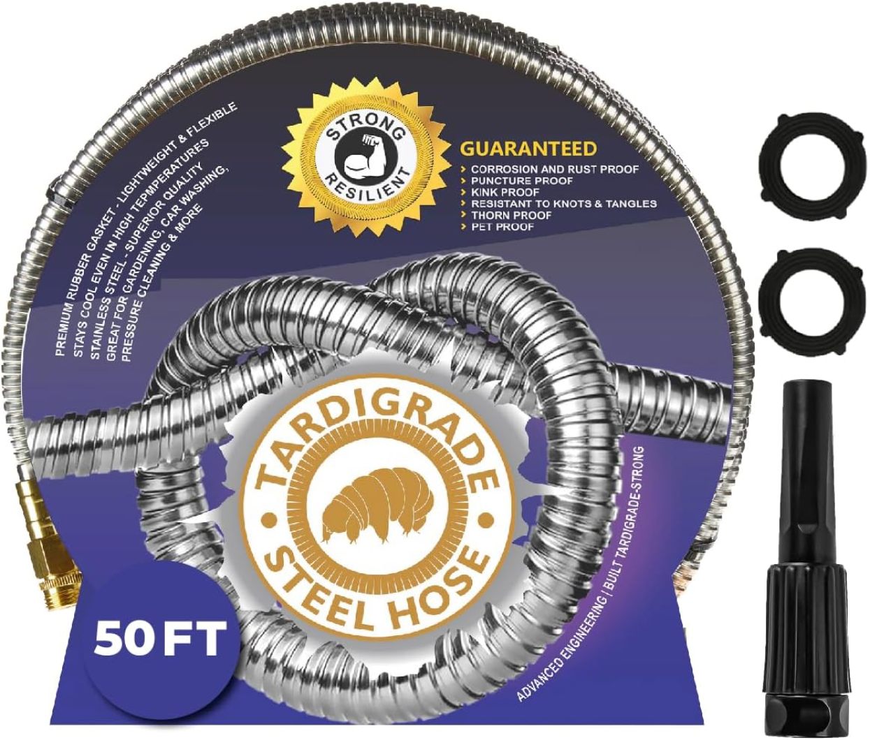 Tardigrade Metal Garden Hose 50 FT, Heavy Duty 304 Stainless Steel ...
