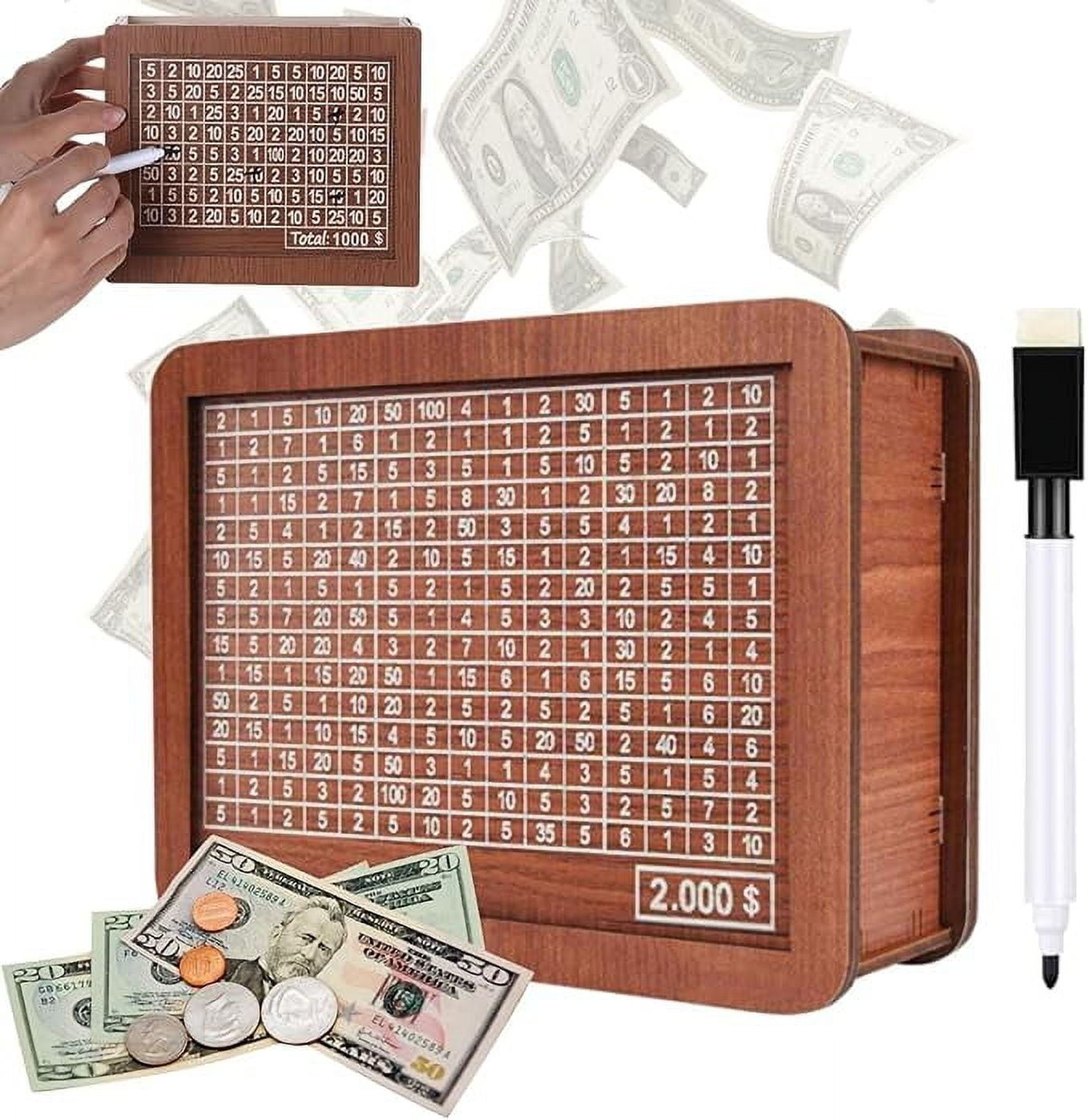 Target Amount Money Box with Counter,2025 New Wooden Cash Box with ...