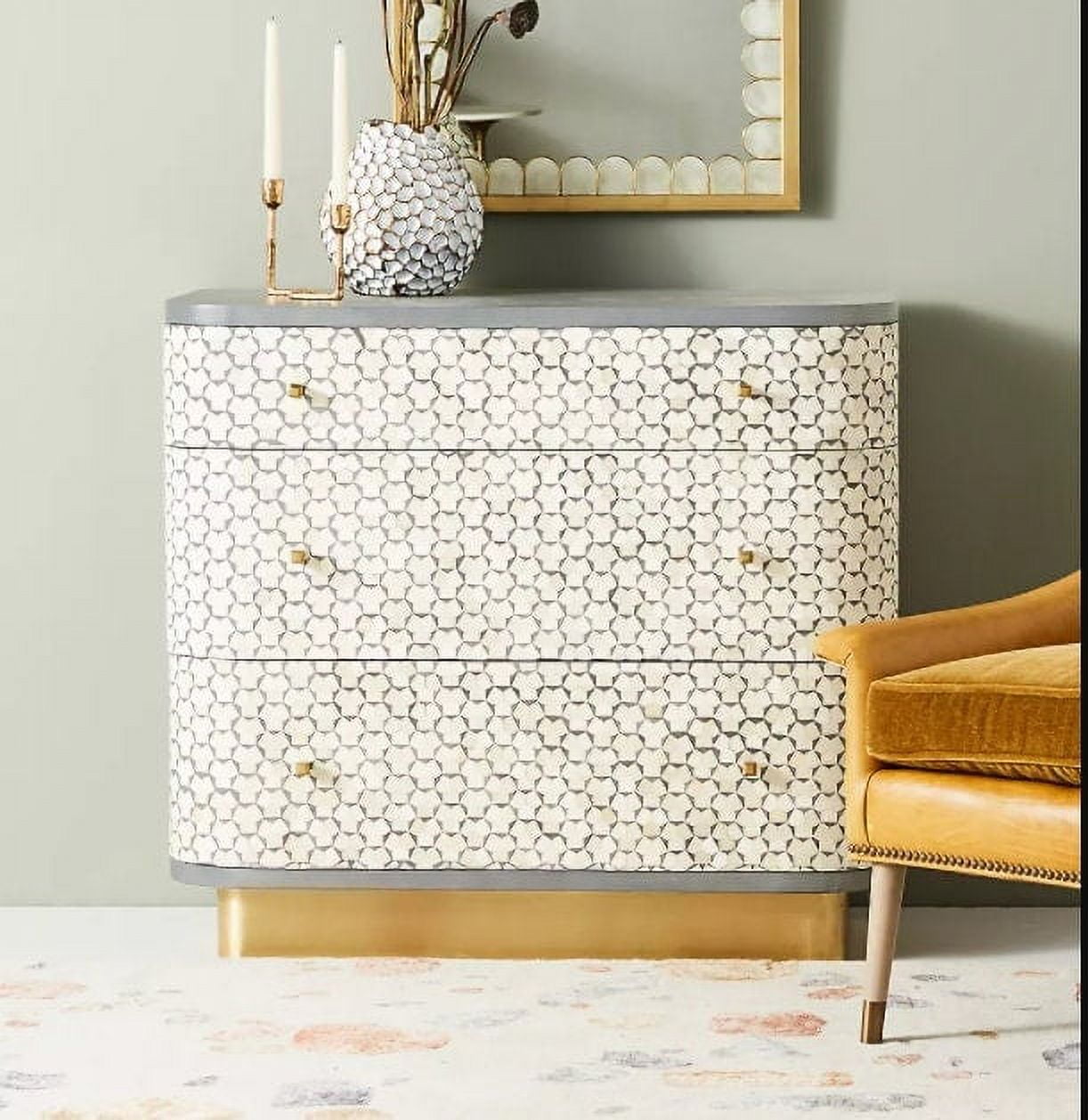 Targua Moroccan Three Drawer Dresser, Bone inlay dresser, bone inlay ...