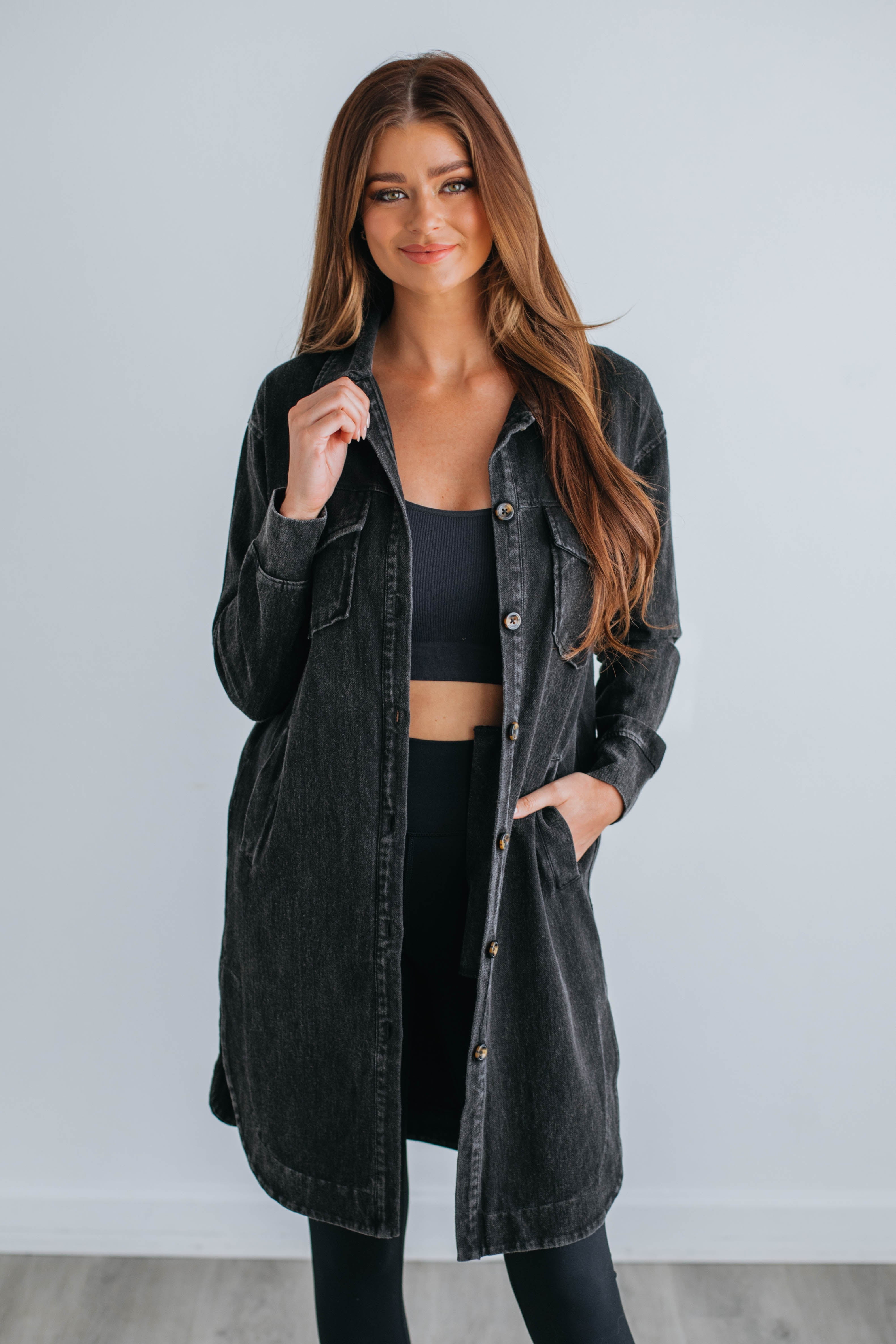 Tari Longline Shacket - Vintage Black - Walmart.com