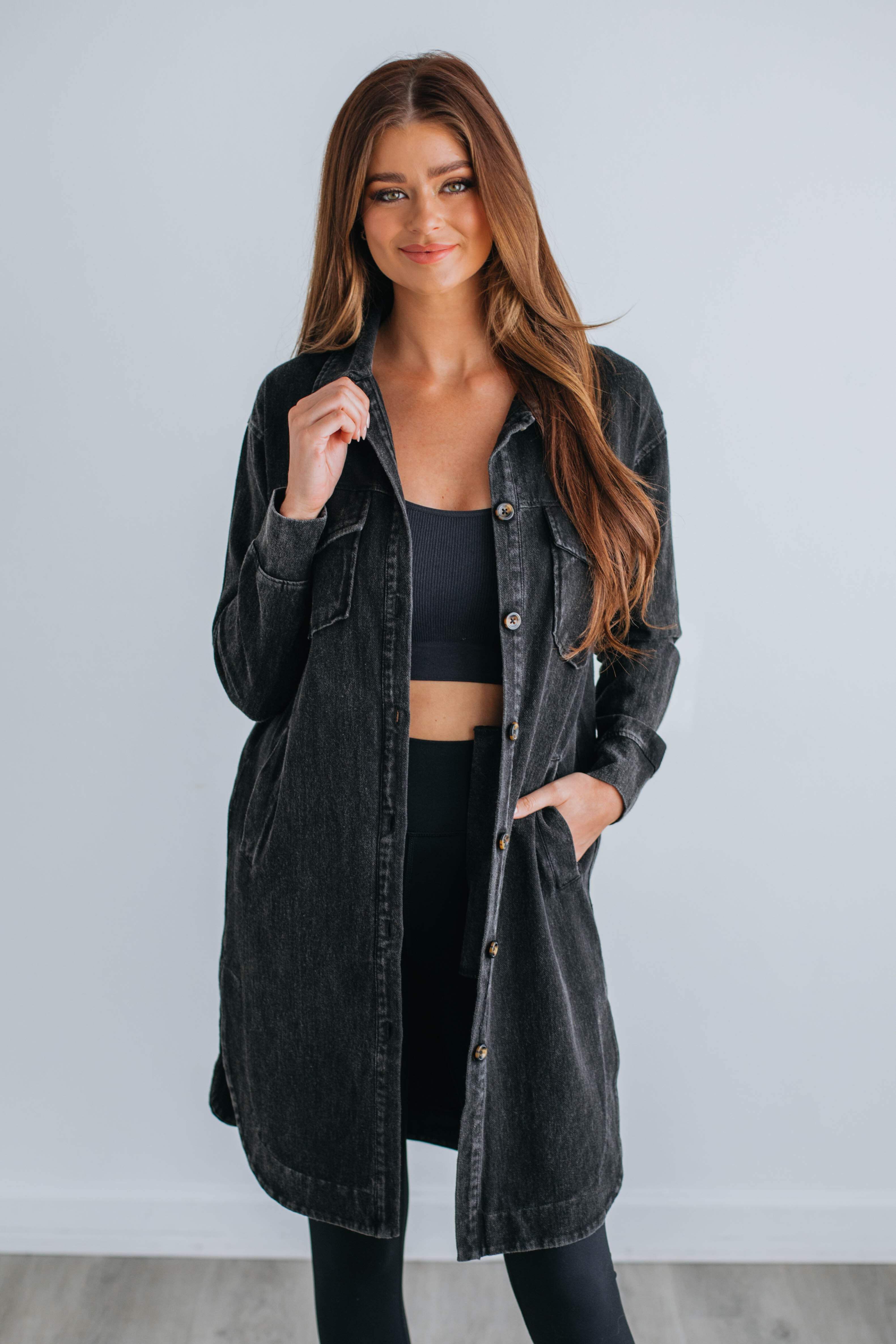 Tari Longline Shacket - Vintage Black - Walmart.com