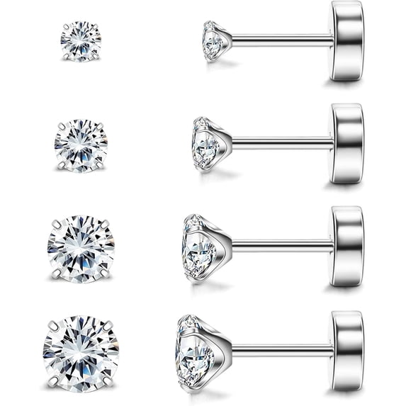 Tarien Titanium Earrings for Women Men 20G Flat Back Earrings 2-5MM ...
