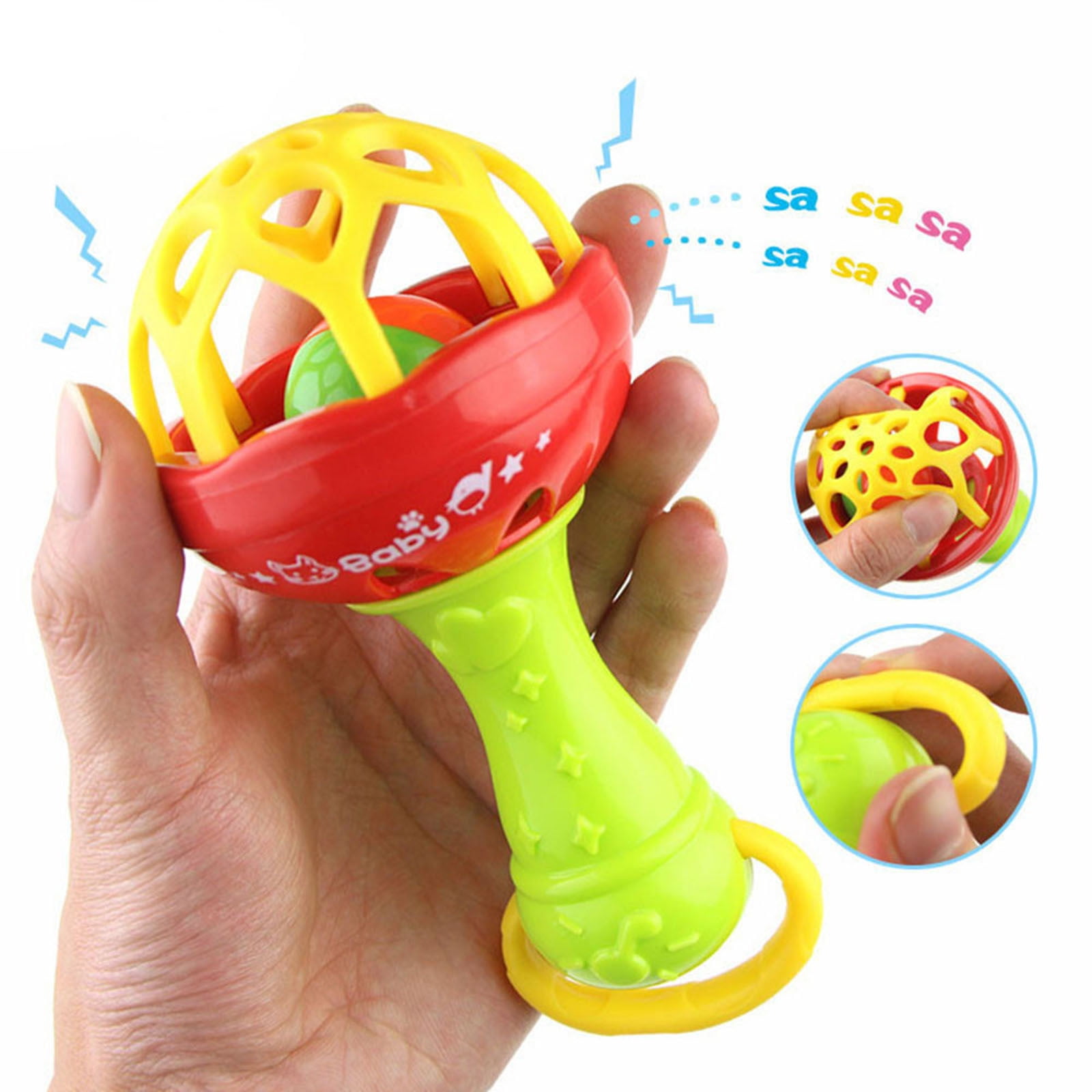 Qocolhg Kids Educational Rattles Ball Toys, Infant Ring Bell, 6-12 ...