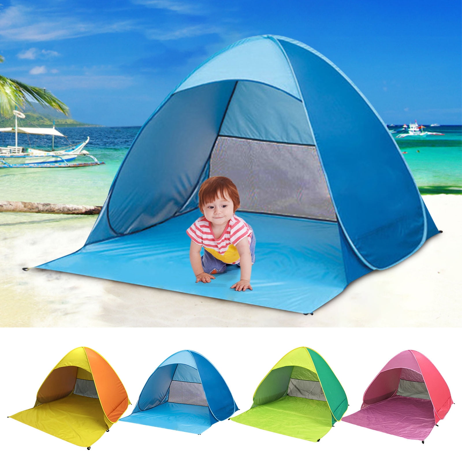 Tarmeek Beach Tent Pop Up Sun Shelter UPF 50+ UV Protection Portable ...