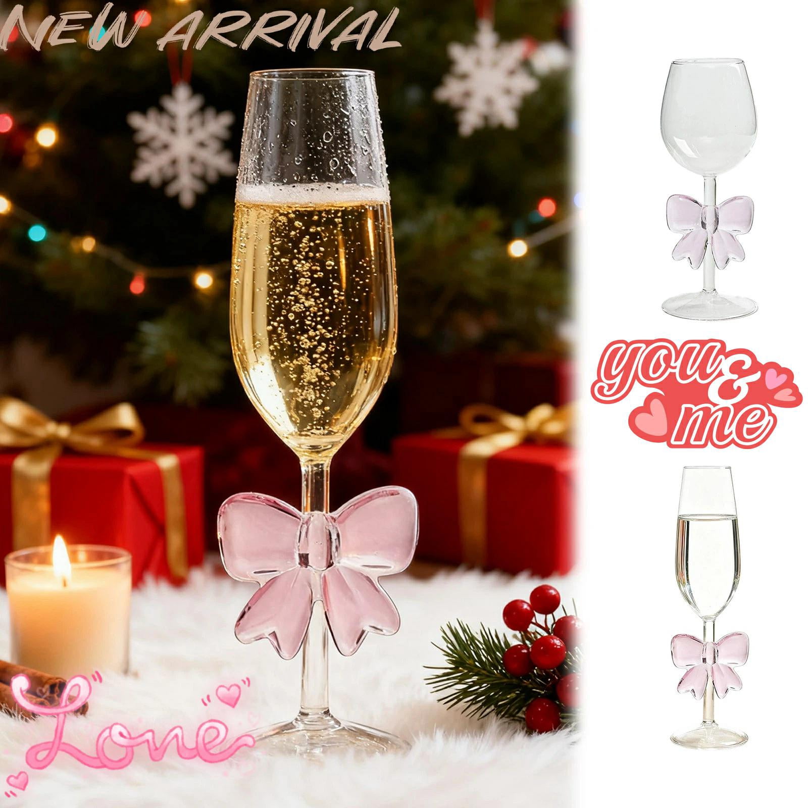 Tarmeek 1 Pack Bow Champagne Glasses for Valentine's Day, Borosilicate ...