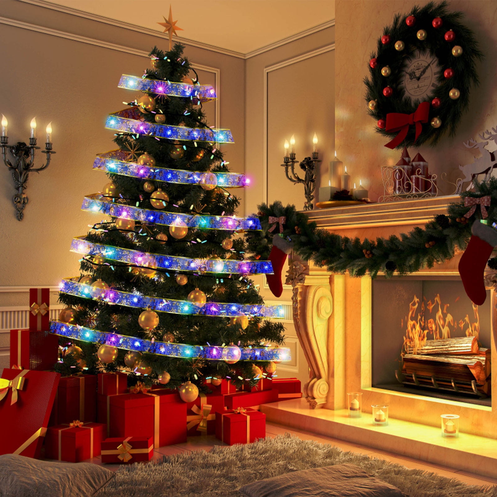 Tarmeek Christmas Fairy Lights,Christmas Tree String LED Ribbon Lights ...