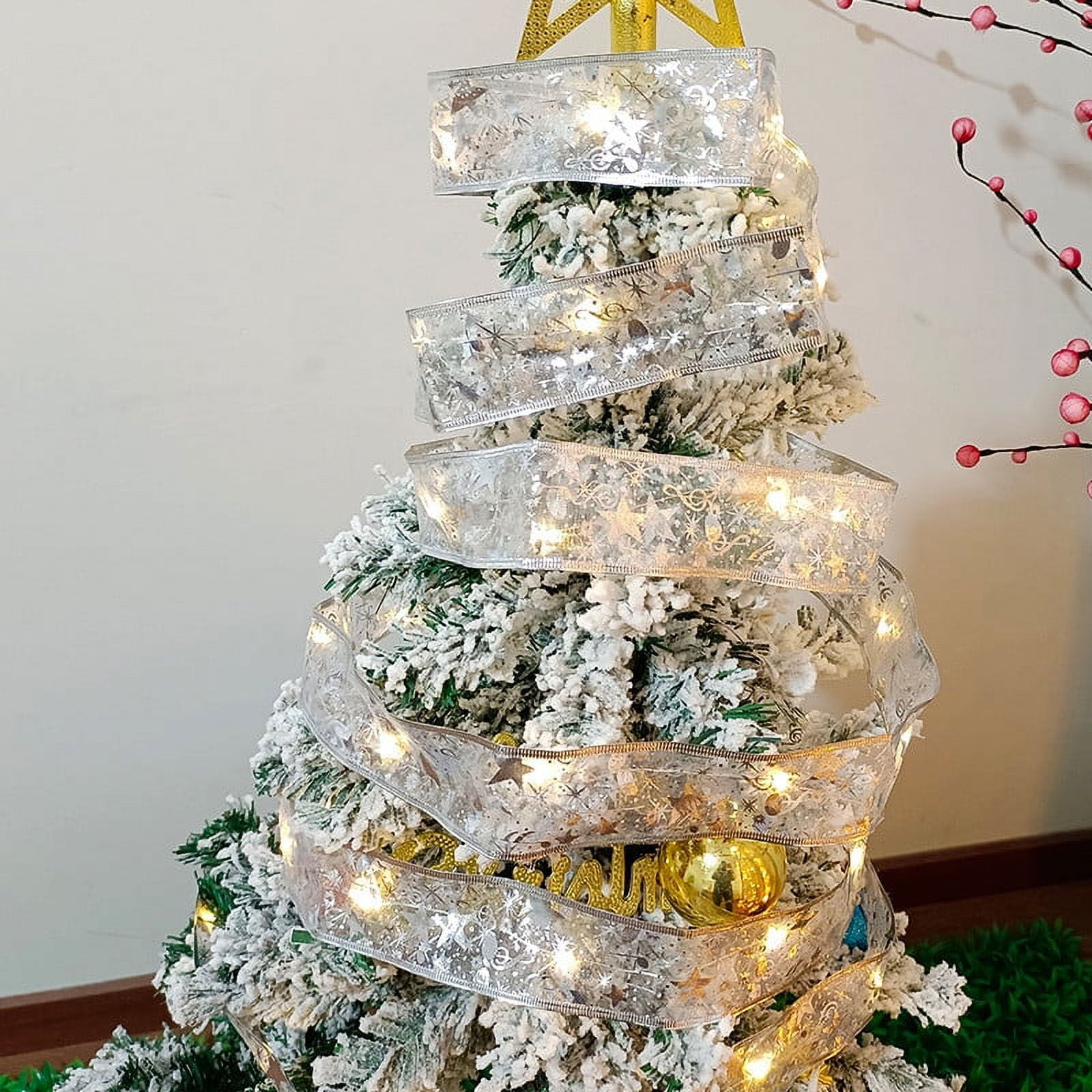 Tarmeek Christmas Ribbon Lights 6.5ft 20 LED Lights Battery Operated ...