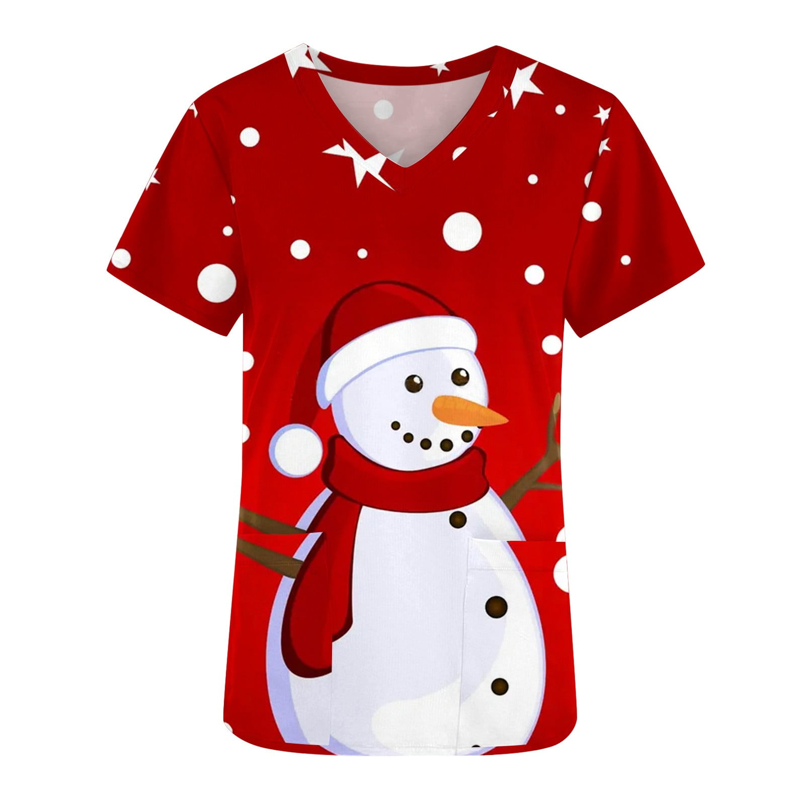Tarmeek Christmas Scrubs Tops for Women Snowman and Snow Graphic ...