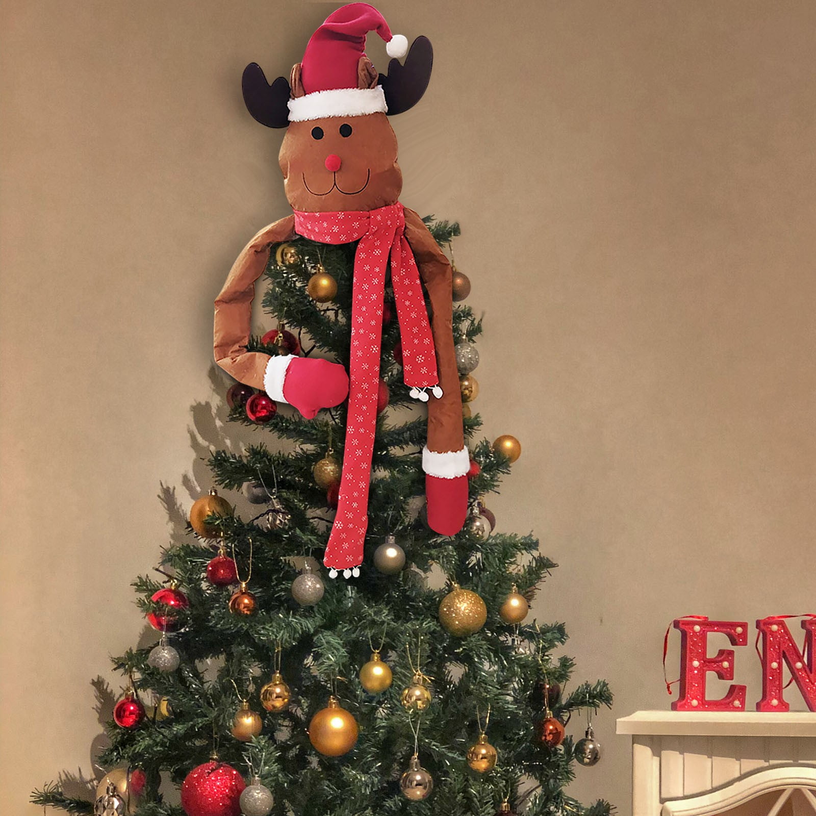 Tarmeek Christmas Tree Topper Santa Reindeer for Christmas Tree ...
