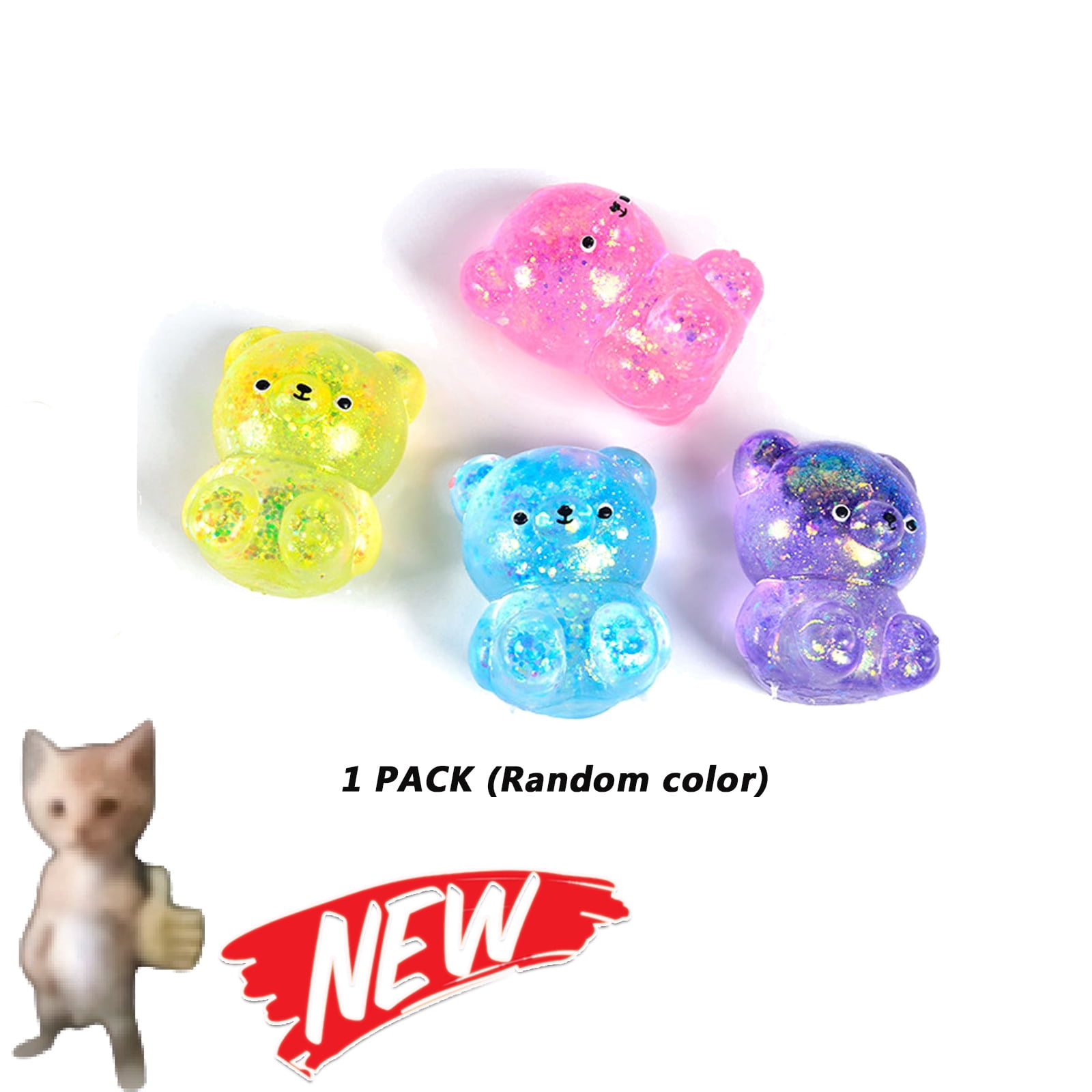 Tarmeek Cute Bear Squishies Toys, 1 Pack Rubber Fidget Squeeze Toys ...