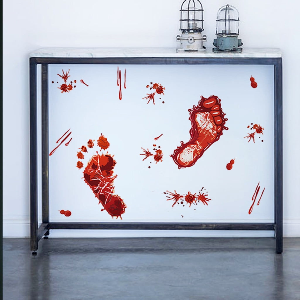 Tarmeek Fall Decor Blood Prints Decor Halloween Wall Sticker Home DIY ...