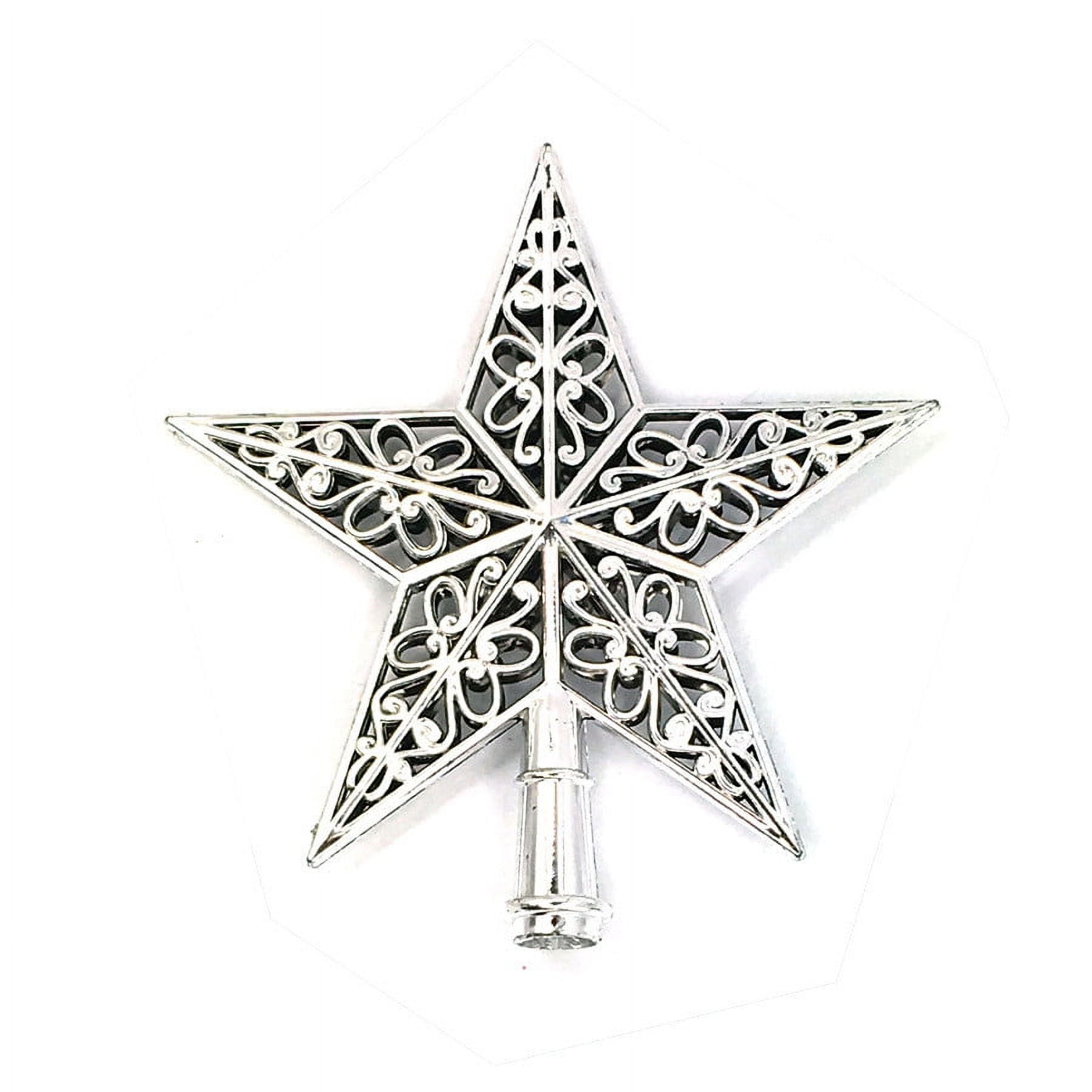 Tarmeek Glitter Metal Christmas Tree Star Topper Hallow Wire Star ...