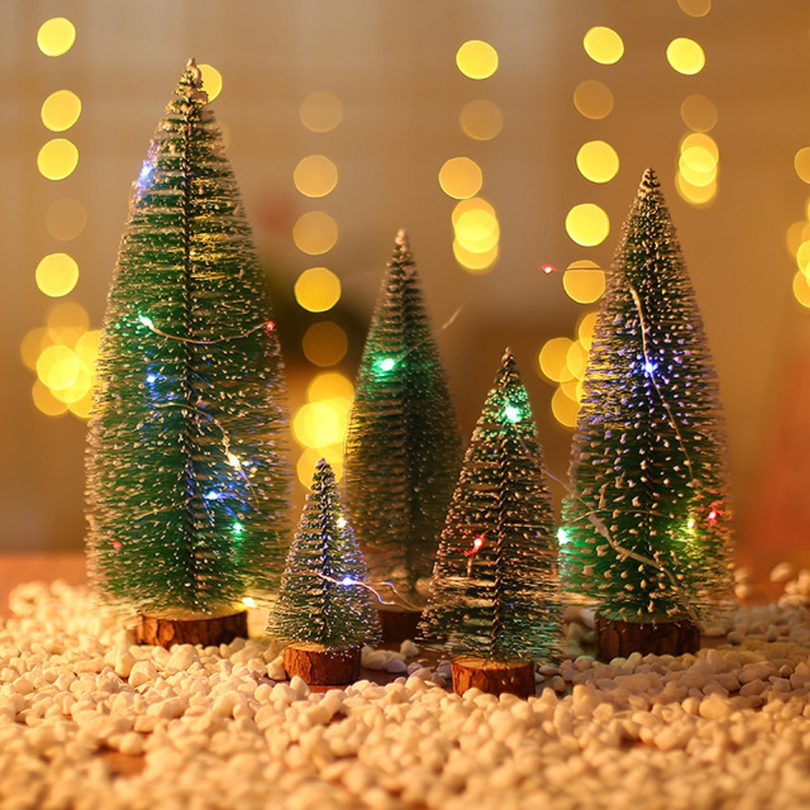 Tarmeek Mini Christmas Tree Ornaments String Lights and Mini Pine Tree ...