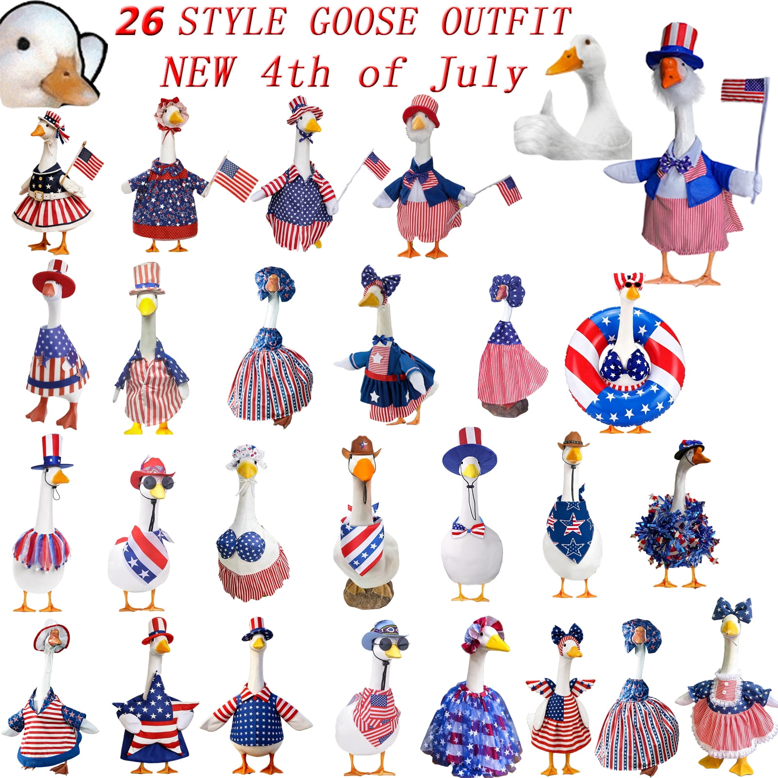 4th of July Decorations Savings! Patriotic White Goose Sculpture Set ...