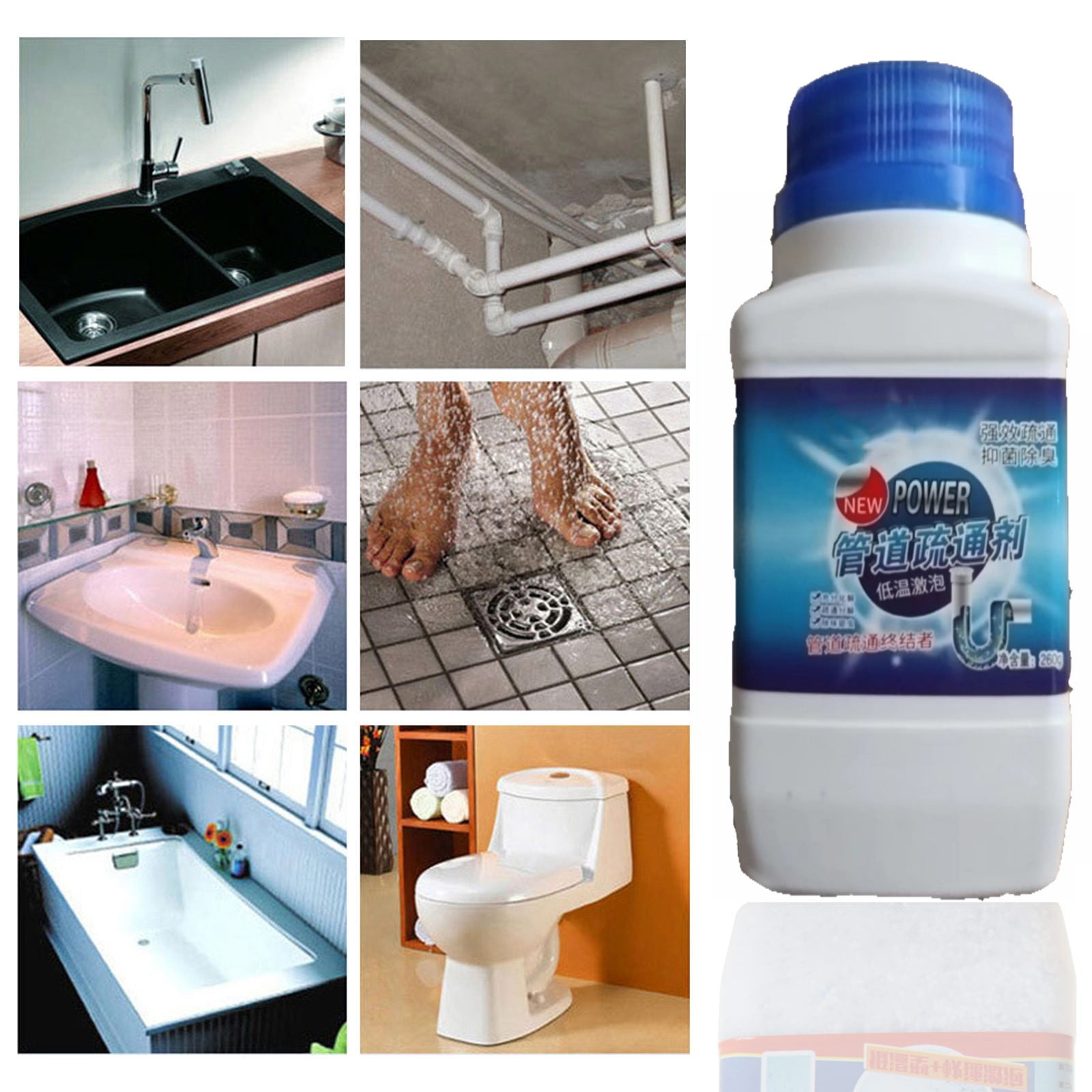 Tarmeek Powerful Drain Clog Remover, 260g Fast Dissolving Powder for ...