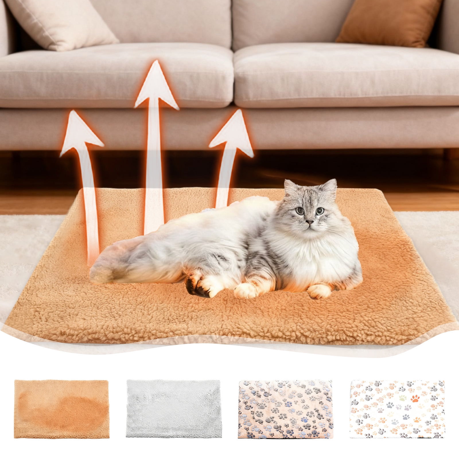 Tarmeek Self-Warming Pet Pad, 20x14 Inch Thick Plush Mat for Cats ...
