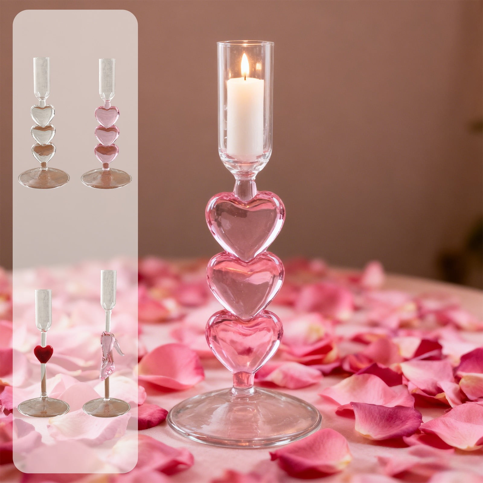 Tarmeek Tall Heart-Shaped Candle Holders, Valentine's Day Home Decor ...