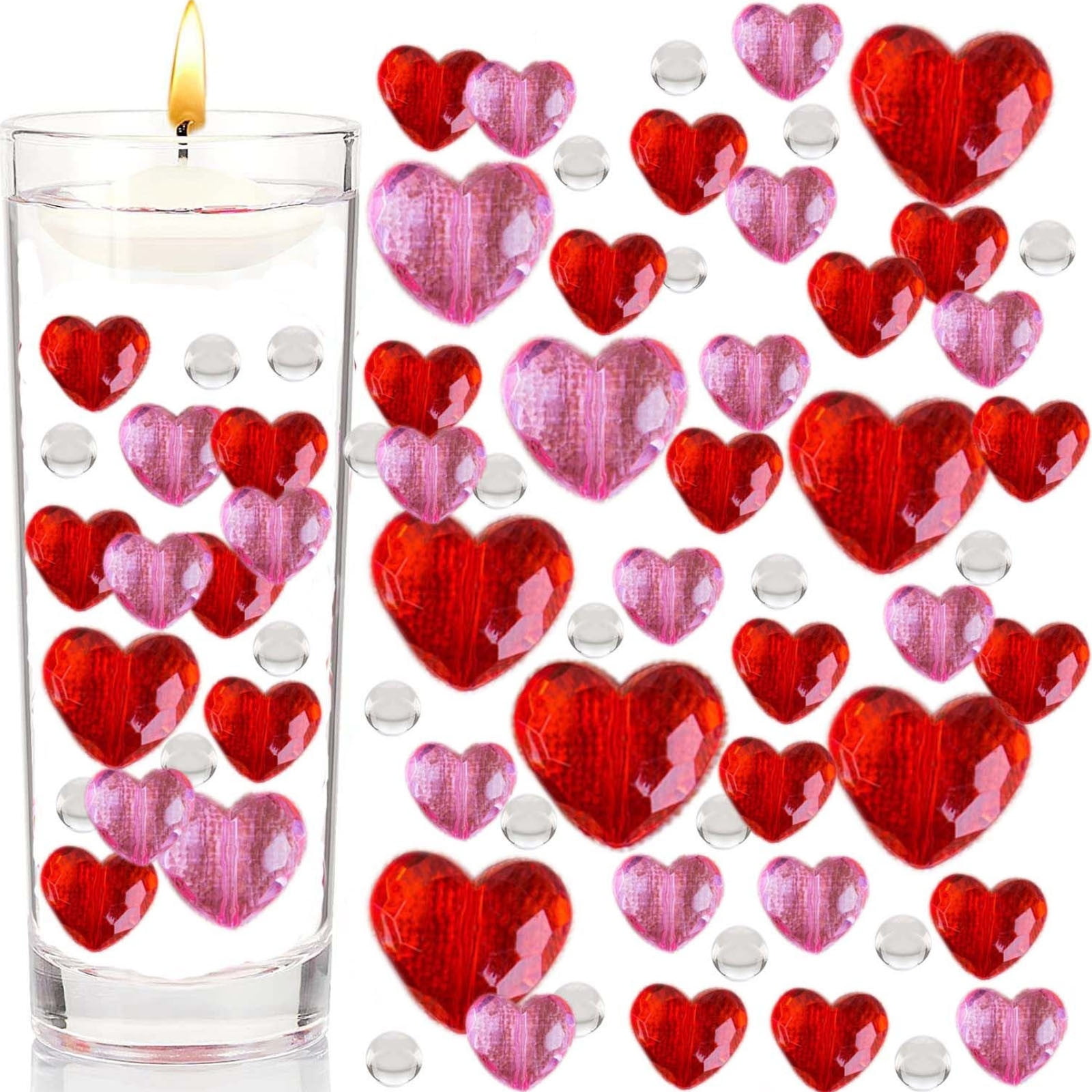 Tarmeek Valentine's Day Vase Filler Wedding Decoration Heart Pearl Red ...