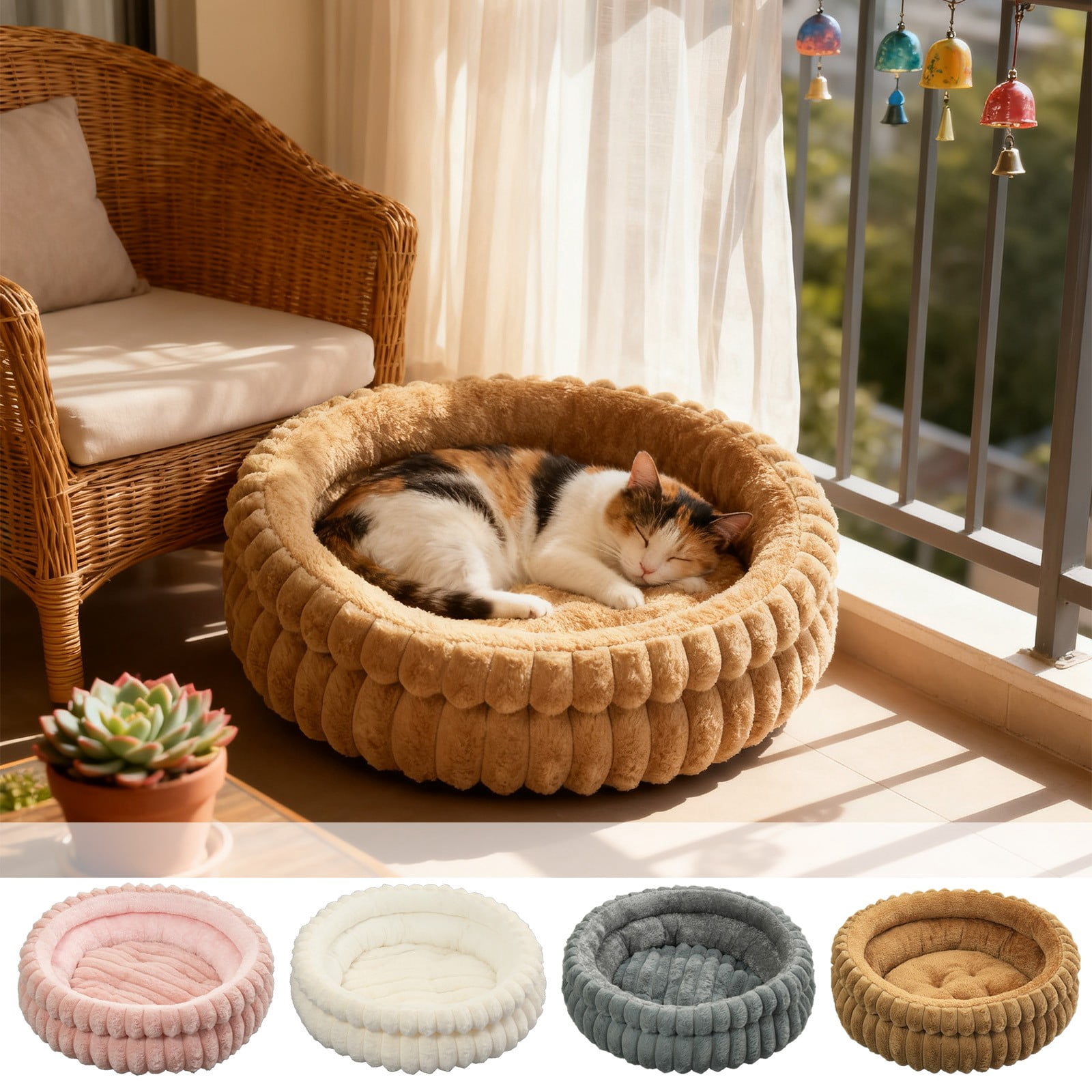 Tarmeek Winter Plush Pet Bed, Cozy Round Fluffy Bed for Cats and Small ...
