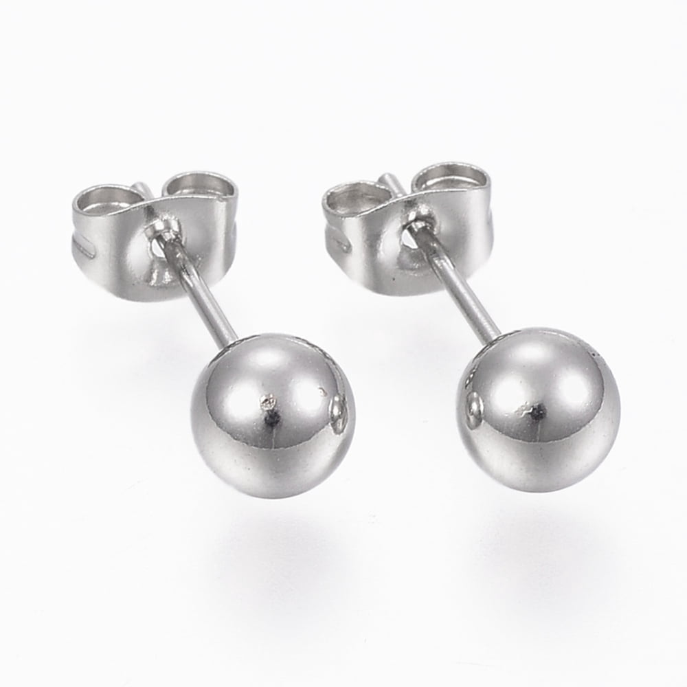 Resistant 201 Stainless Steel Ball Stud Earrings Hypoallergenic ...