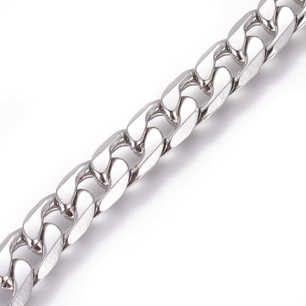 Tarnish Resistant 201 Stainless Steel Cuban Link Chains Chunky Curb ...