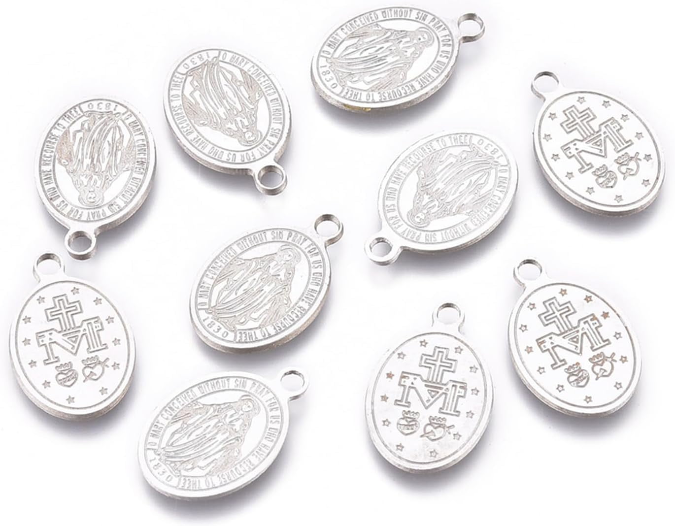 Tarnish Resistant 304 Stainless Steel Charms Laser Cut Oval Miraculous ...