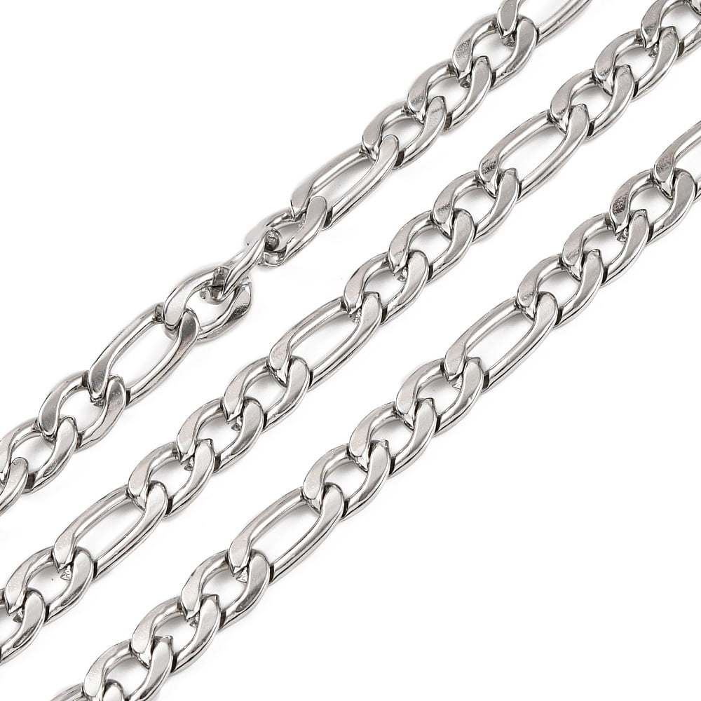 Tarnish Resistant 304 Stainless Steel Figaro Chains Unwelded with Spool ...