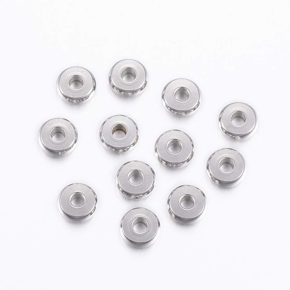 Tarnish Resistant 304 Stainless Steel Spacer Beads Flat Round Stainless ...