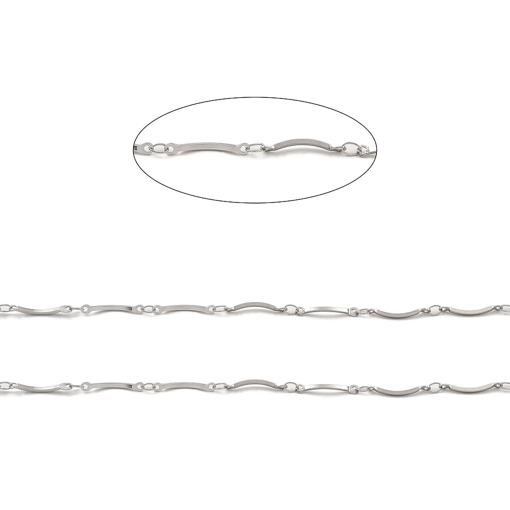Tarnish Resistant Handmade 304 Stainless Steel Curved Bar Link Chains ...
