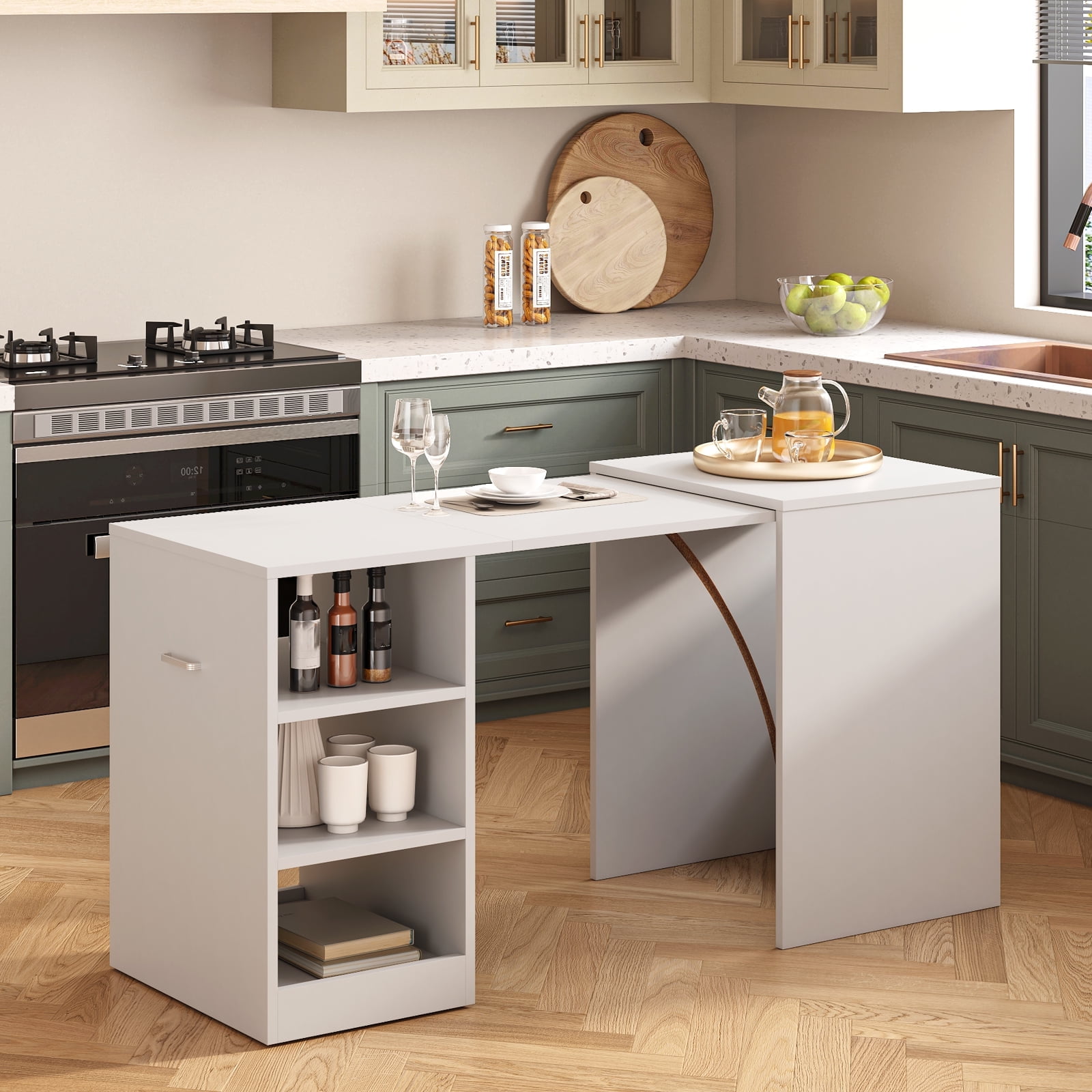 Tarnorci Folding Dining Table Hidden Desk Modern Microwave Stand With ...