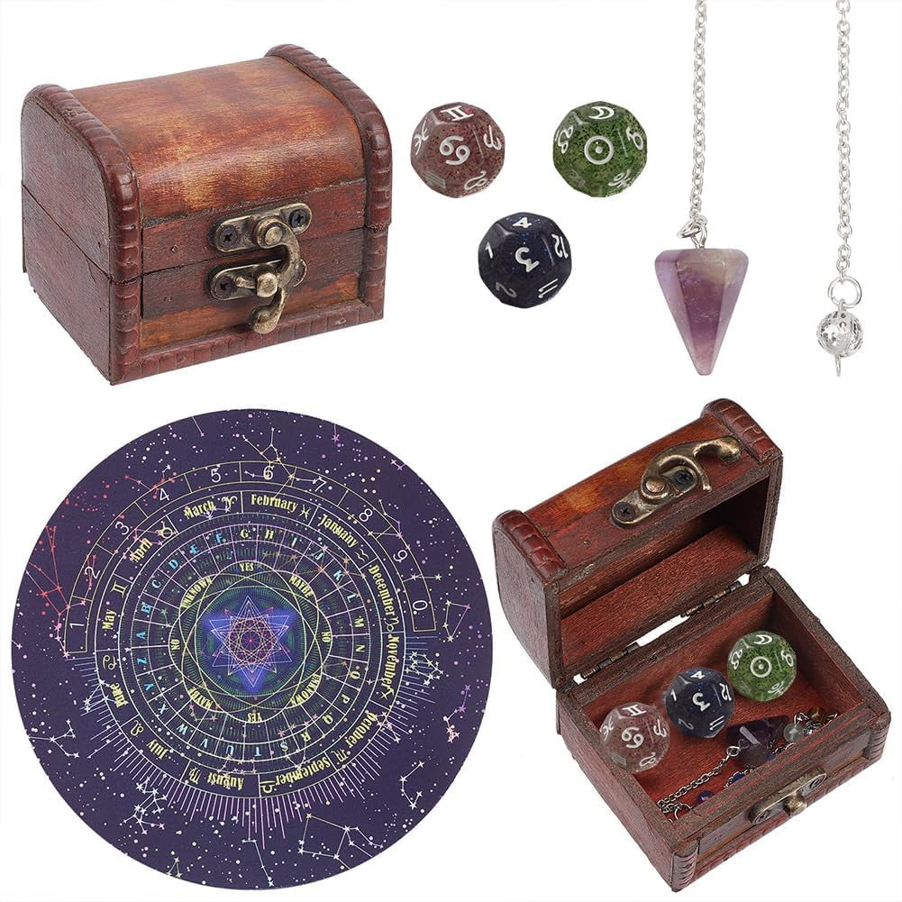 Tarot Astrology Dice Pendulum Board Set Tarot Astrological Dice Chakra Amethyst Pendants Dowsing ...