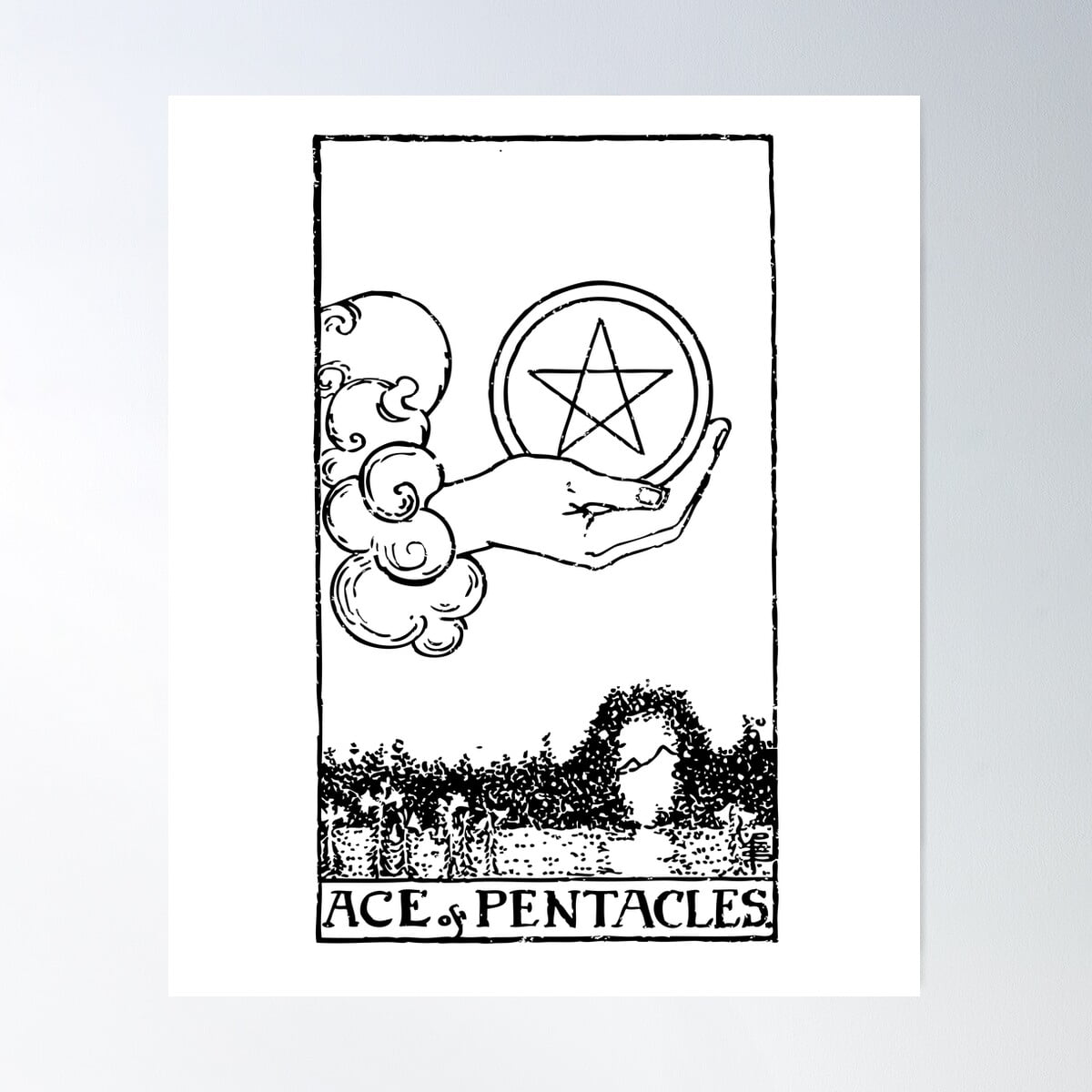 Tarot Card : Ace Of Pentacles | One Of Pentacles Black & White Poster ...
