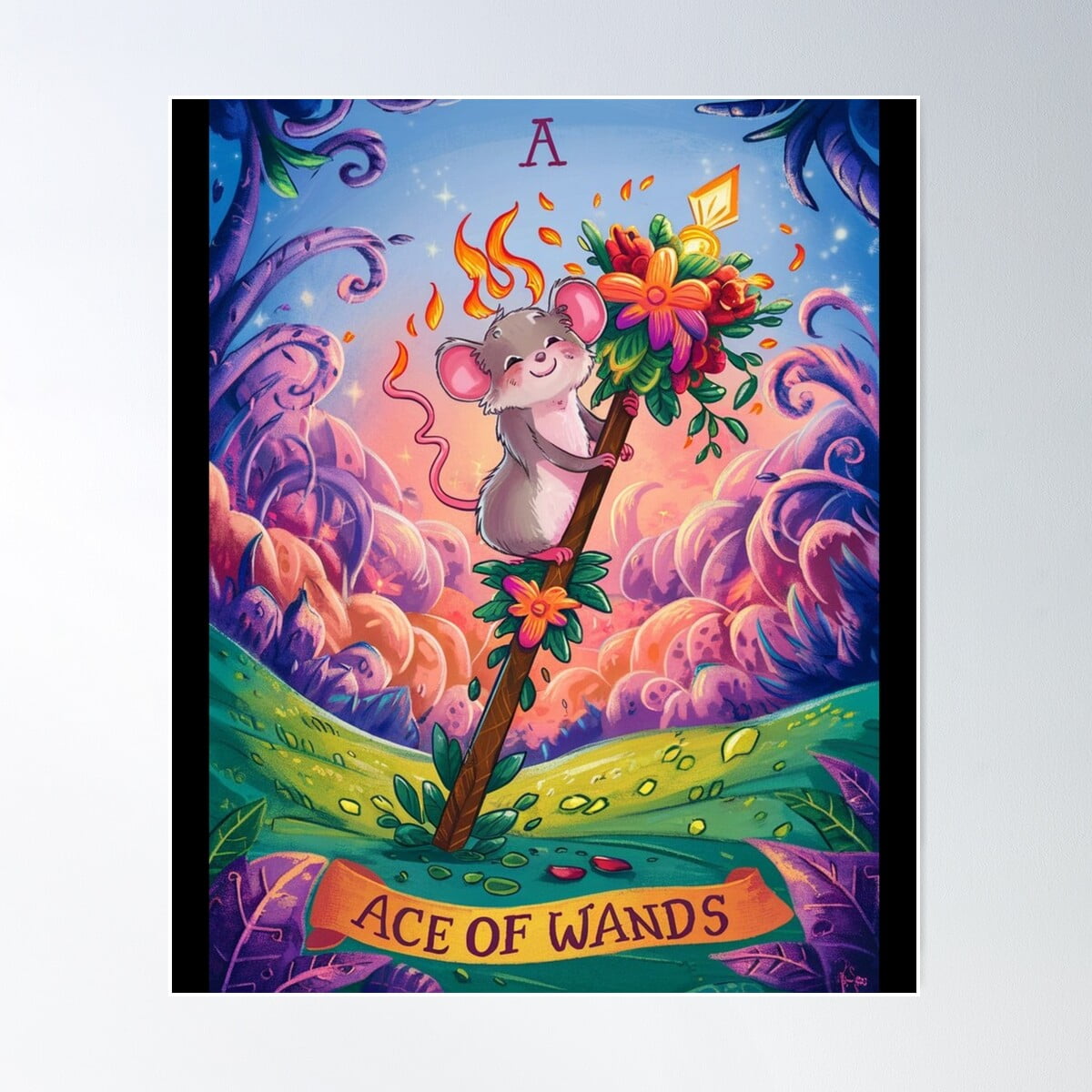 Tarot Card - Ace Of Wands. Mouse Theme, Mouse Lover, Cute Mouse Poster ...