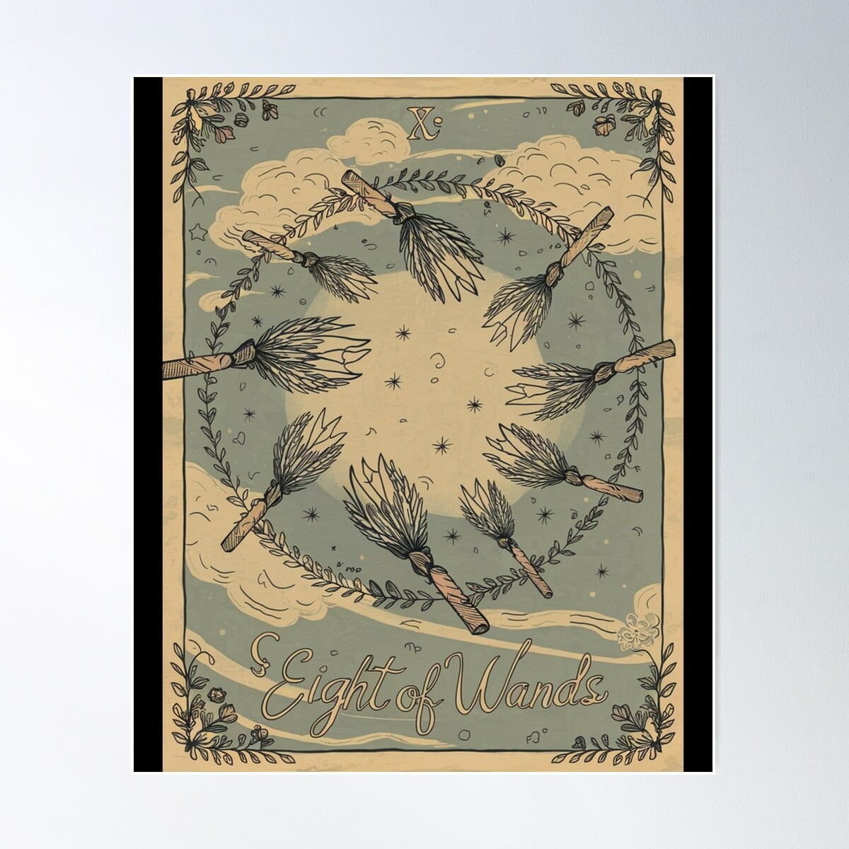 Tarot Card - Eight Of Wands Poster Wall Art, Modern Wall Decor For ...