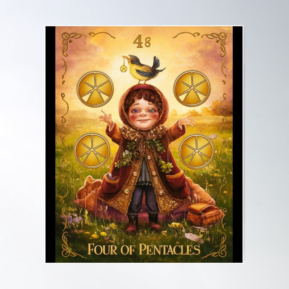 Tarot Card - Four Of Pentacles Poster Wall Art, Modern Wall Decor For ...