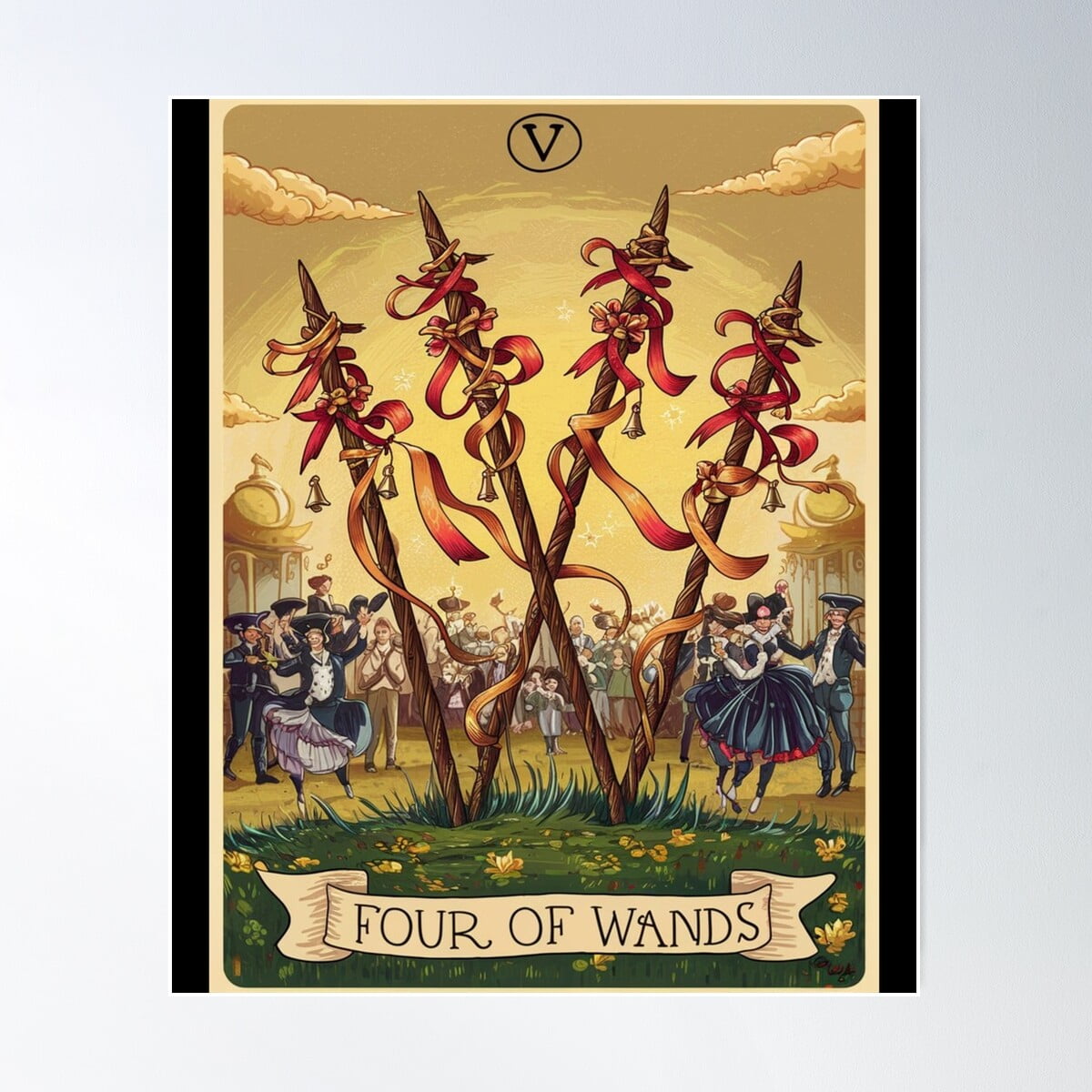 Tarot Card - Four Of Wands Poster Wall Art, Modern Wall Decor For ...