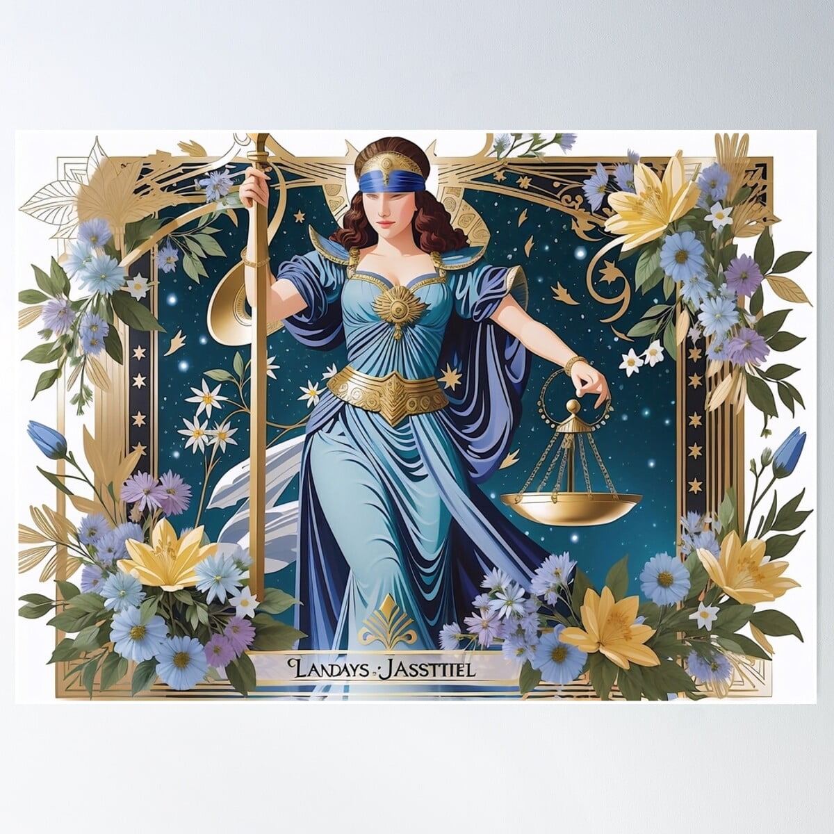 Tarot Card Illustration Of Lady Justice Poster Wall Art, Modern Wall ...