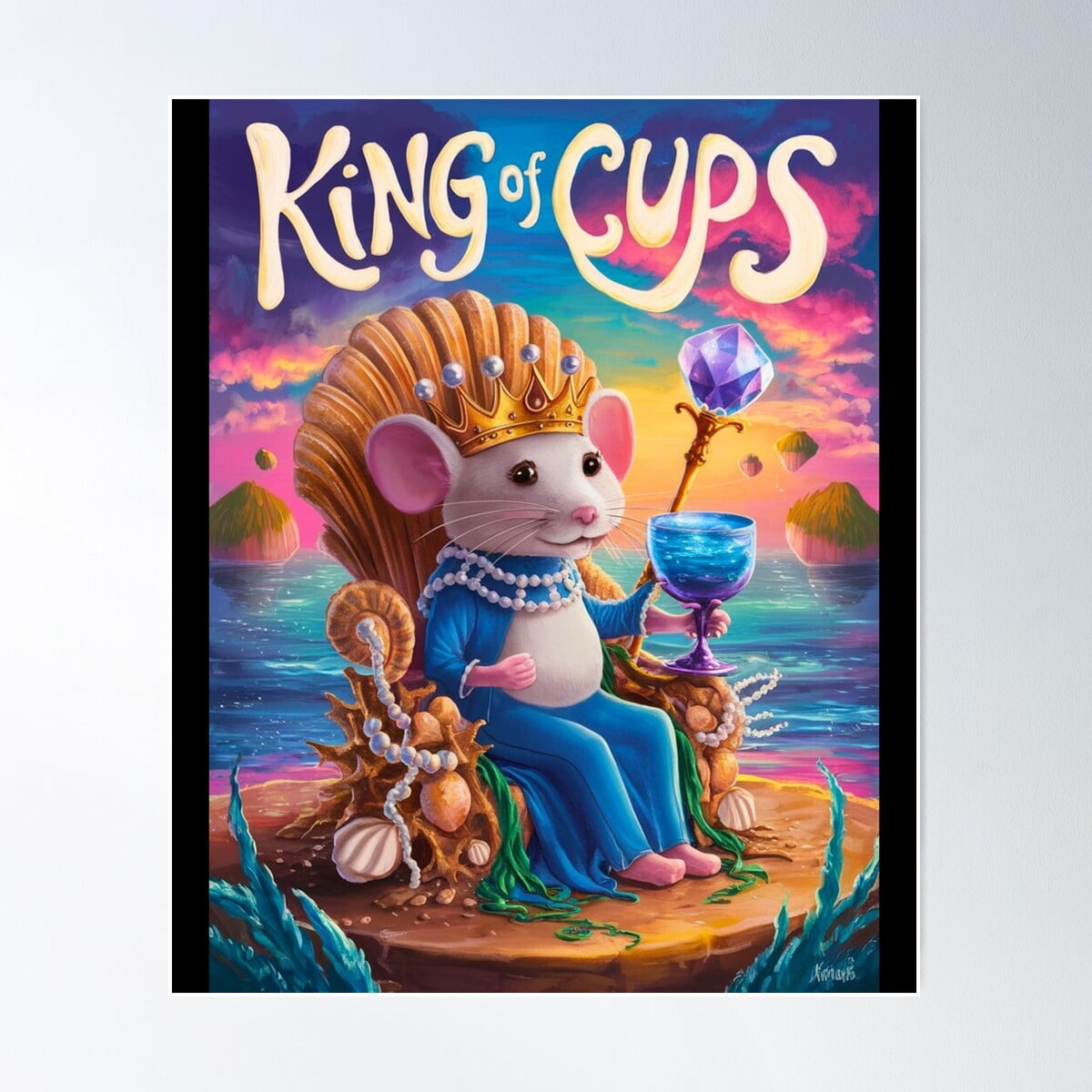 Tarot Card - King Of Cups. Mouse Theme, Mouse Lover, Cute Mouse Poster ...