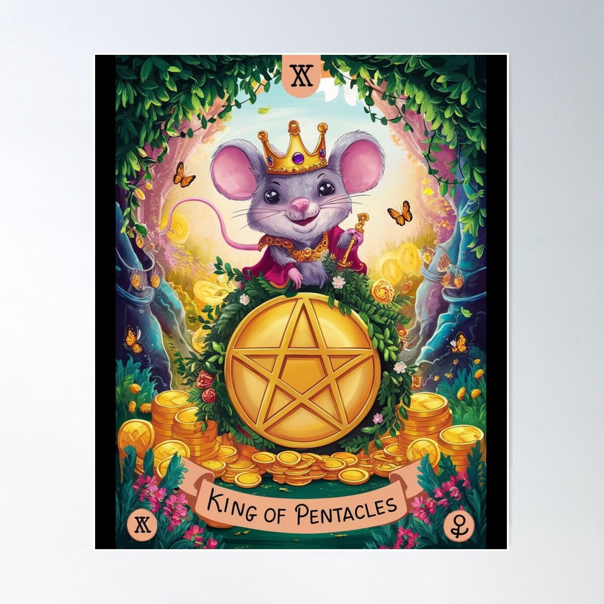Tarot Card - King Of Pentacles. Mouse Theme, Mouse Lover, Cute Mouse ...