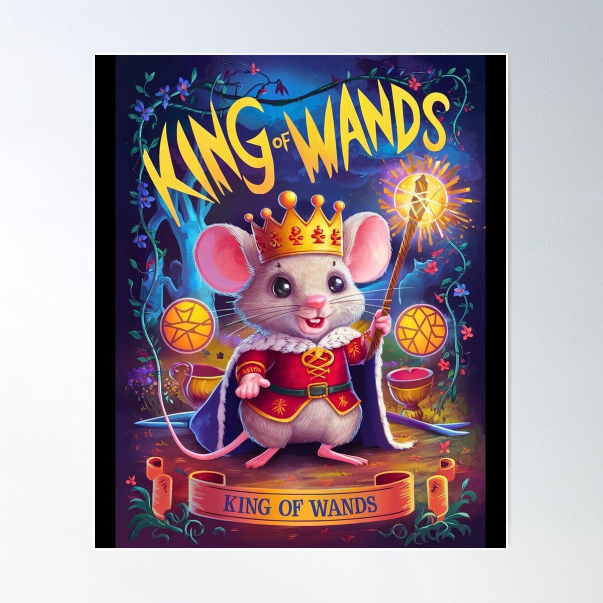 Tarot Card - King Of Wands. Mouse Theme, Mouse Lover, Cute Mouse Poster ...