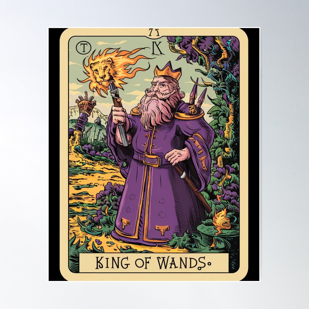 Tarot Card - King Of Wands Poster Wall Art, Modern Wall Decor For ...
