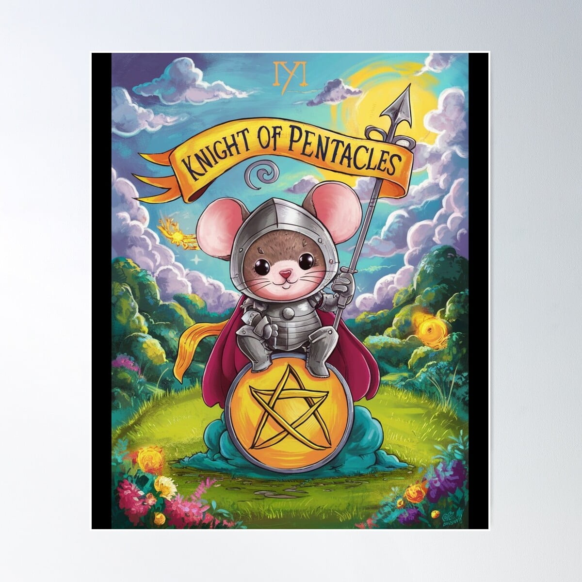 Tarot Card - Knight Of Pentacles. Mouse Theme, Mouse Lover, Cute Mouse ...