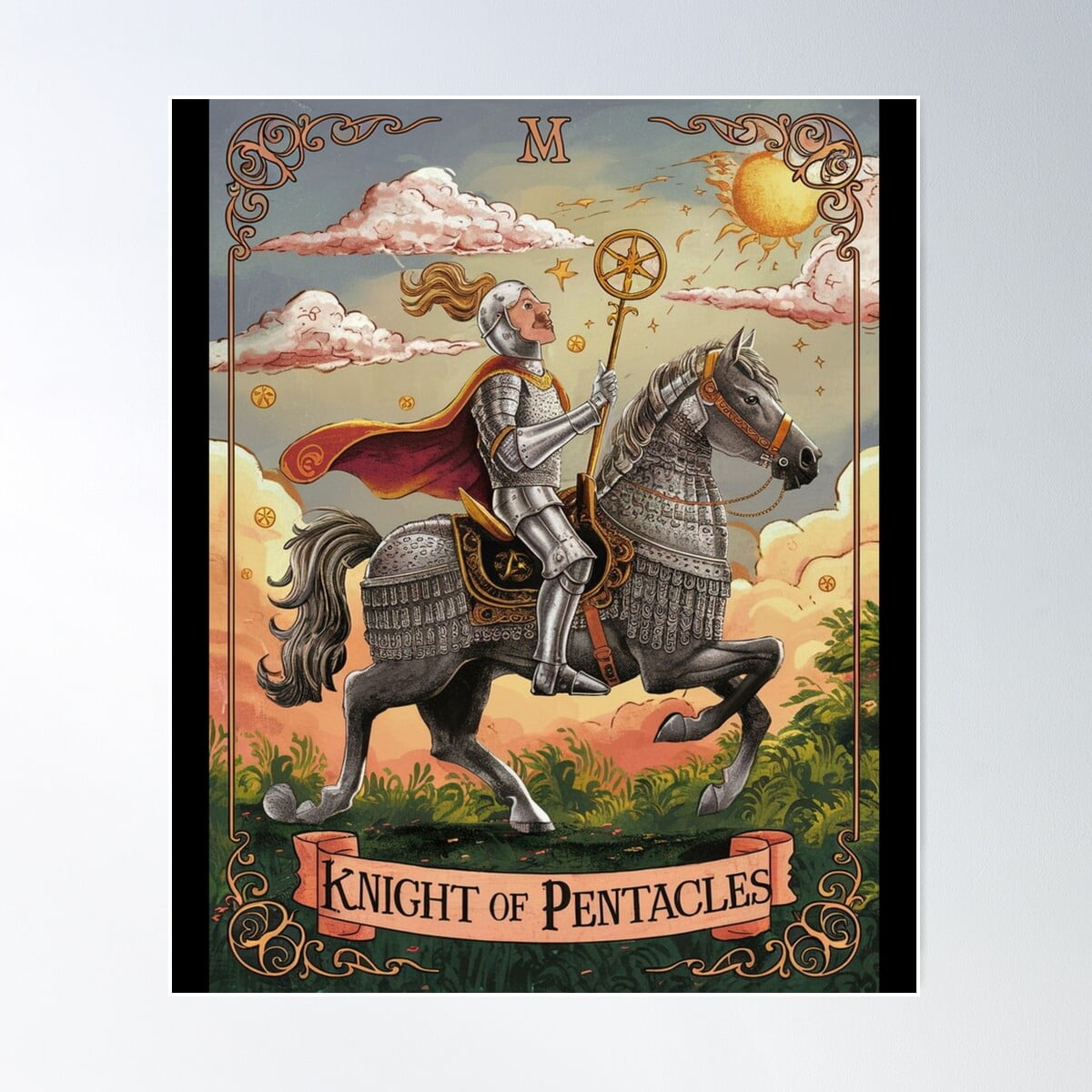 Tarot Card - Knight Of Pentacles Poster Wall Art, Modern Wall Decor For ...