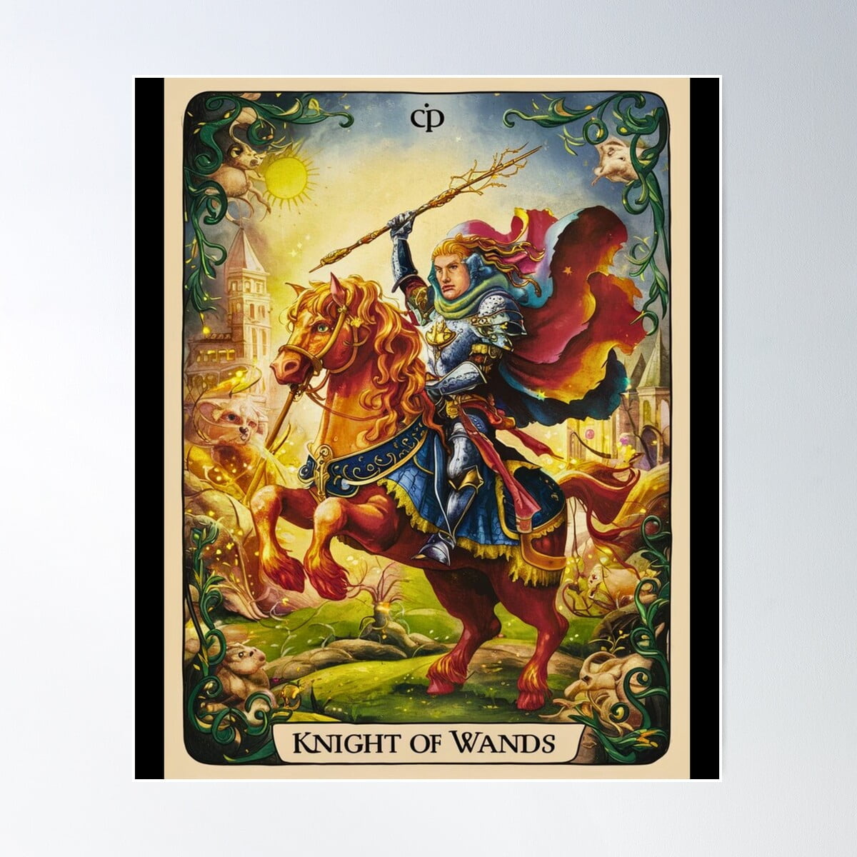 Tarot Card - Knight Of Wands Poster Wall Art, Modern Wall Decor For ...