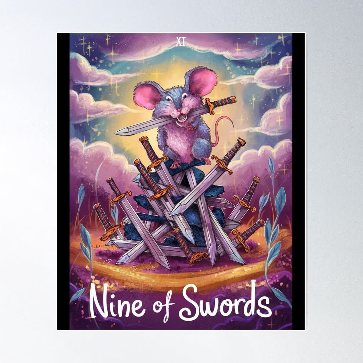 Tarot Card - Nine Of Swords. Mouse Theme, Mouse Lover, Cute Mouse ...