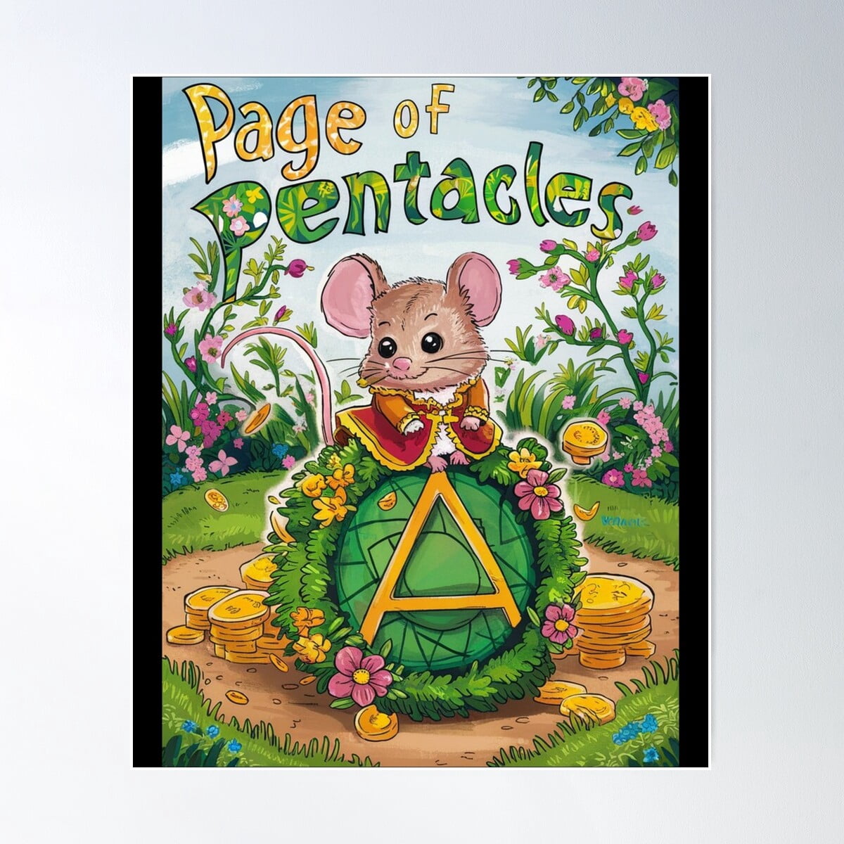 Tarot Card - Page Of Pentacles. Mouse Theme, Mouse Lover, Cute Mouse ...