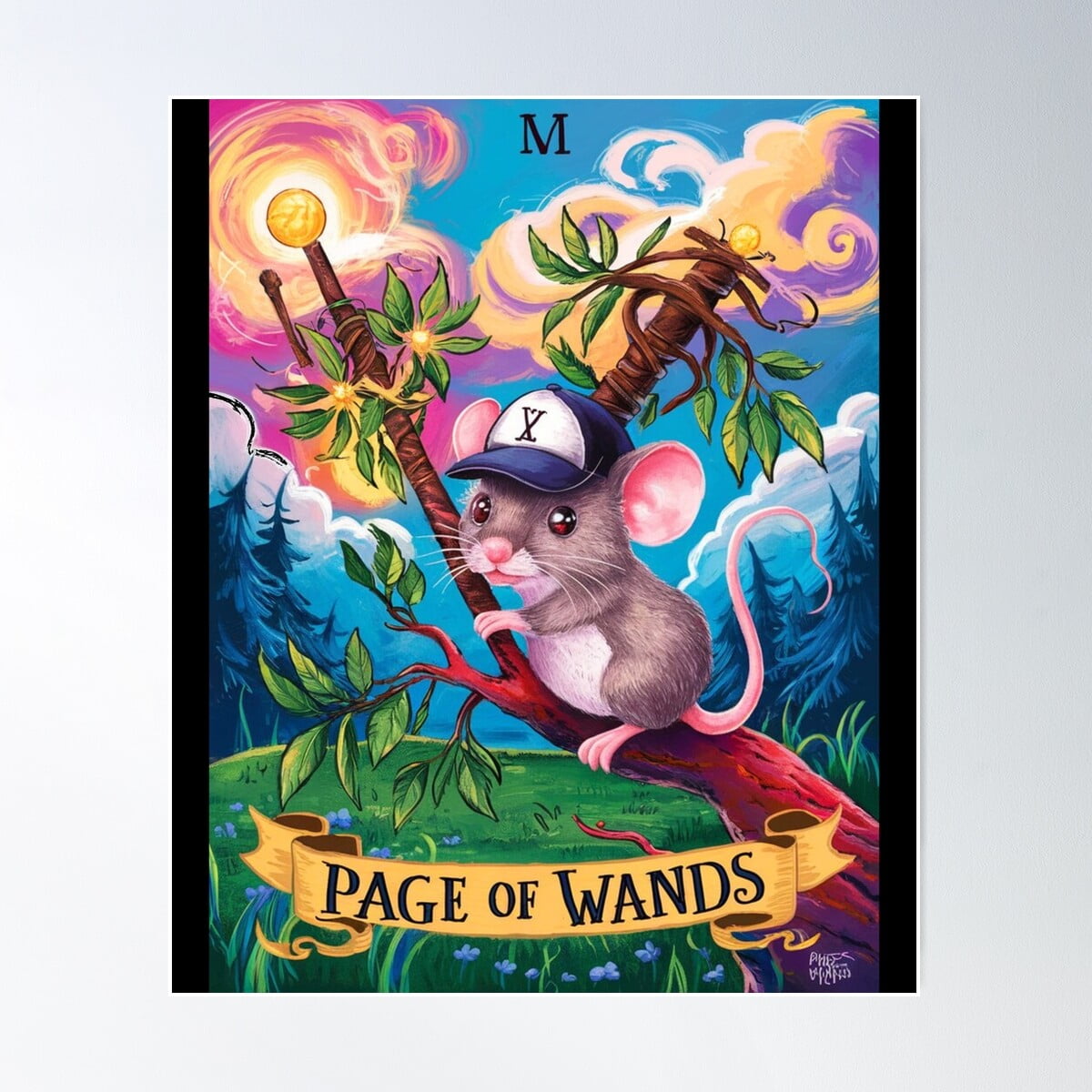 Tarot Card - Page Of Wands. Mouse Theme, Mouse Lover, Cute Mouse Poster ...