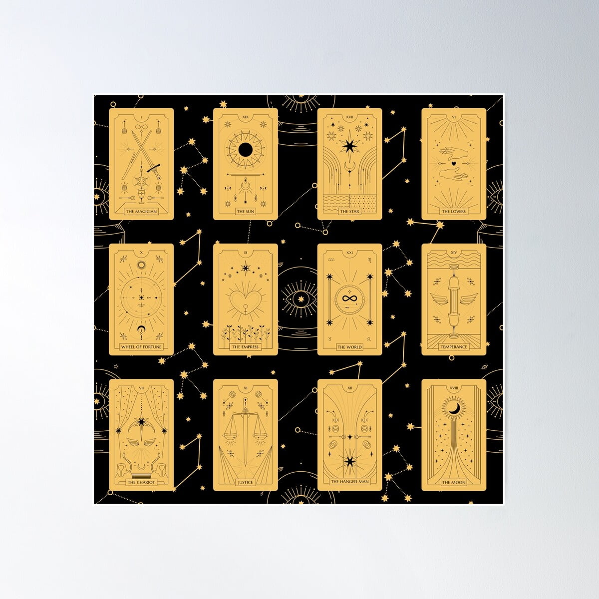 Tarot Card Pattern Poster Wall Art, Modern Wall Decor For Living Room ...