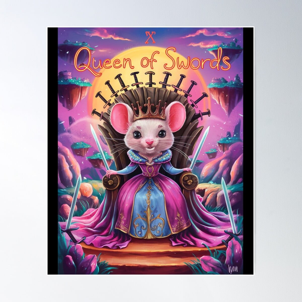 Tarot Card - Queen Of Swords. Mouse Theme, Mouse Lover, Cute Mouse ...