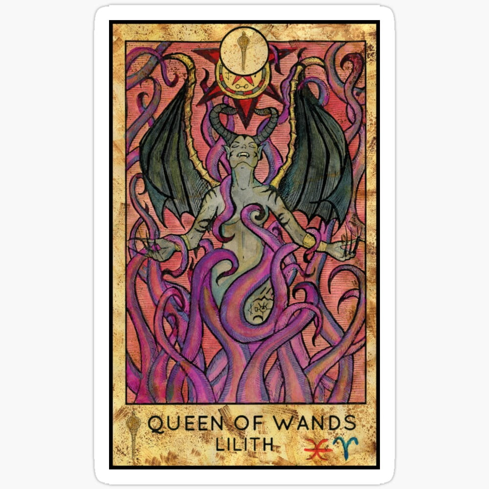 Tarot Card Queen Of Wands Mystic Psychic Fortune Teller Reading Sticker ...